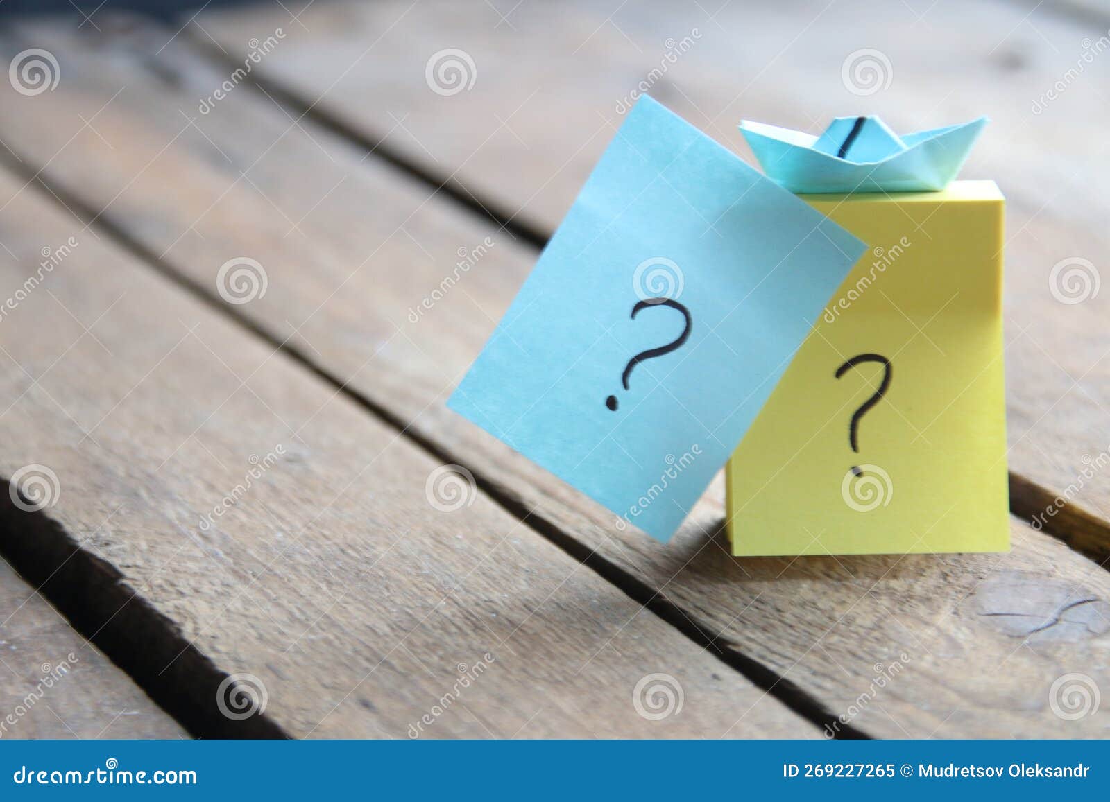 Question Marks on Cards on a Wooden Background Stock Image - Image of ...
