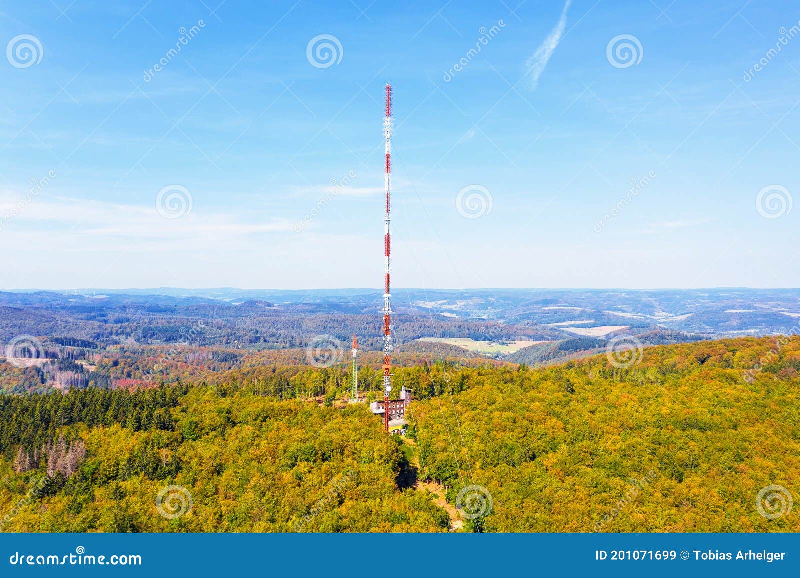 Large Radio Tower on Top of a Mountain Stock Image - Image of trees ...