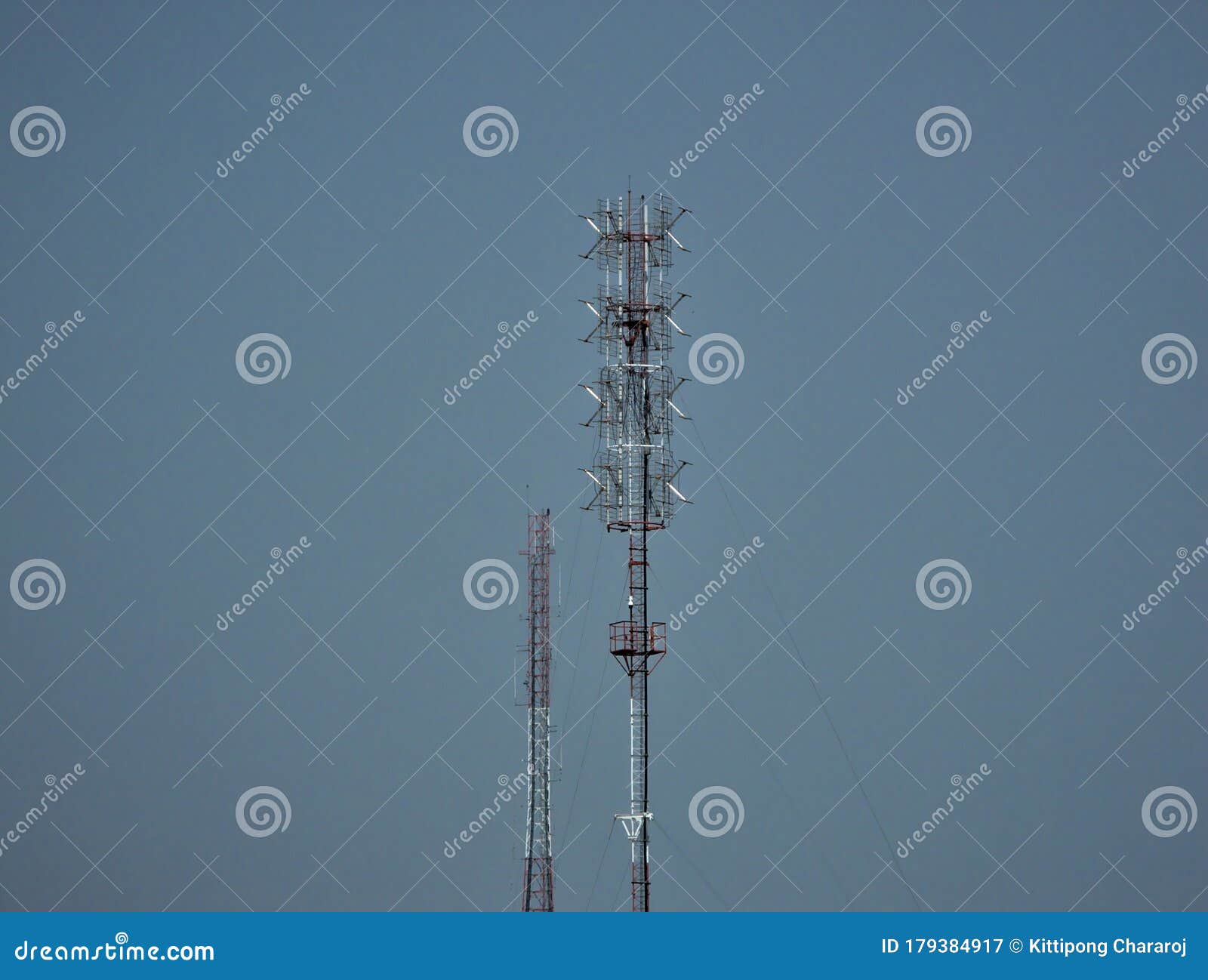 Large Radio Transmission Towers Stock Image - Image of station, cell ...