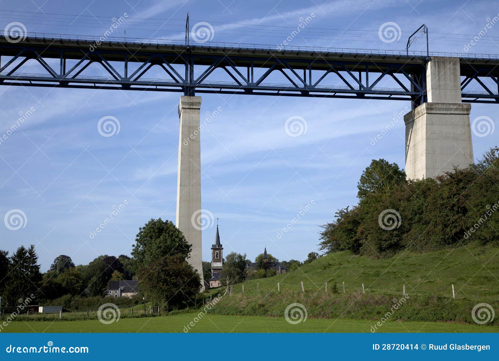 Large Railway Bridge Runs High Over an Idyllic Landscape Stock Photo ...
