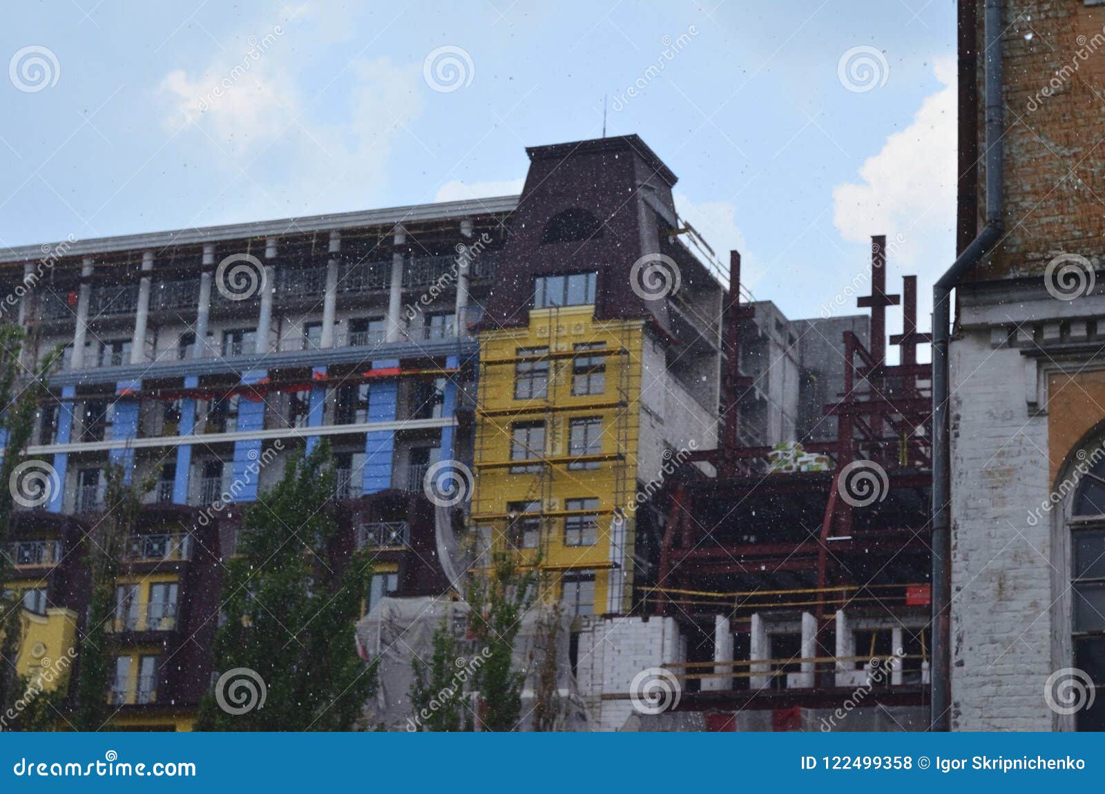 Large Rain Drops on the Background of Construction Stock Photo - Image ...
