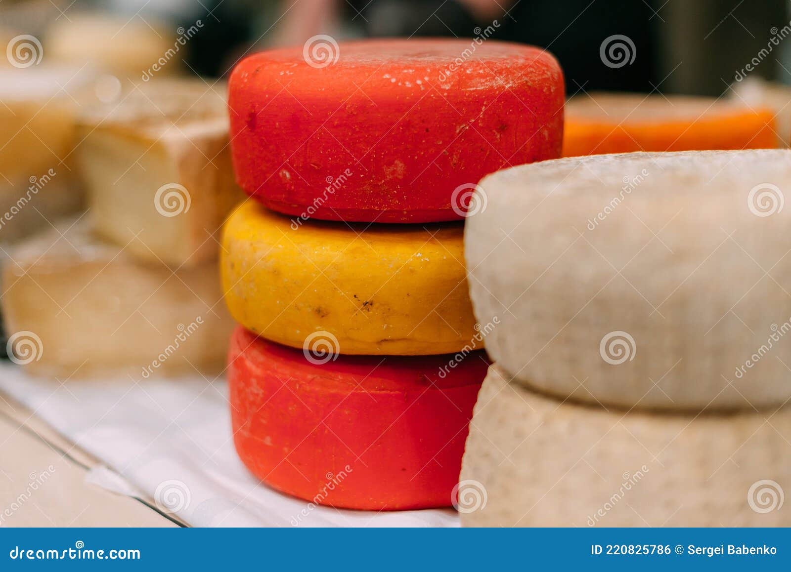 Large Ready-made Pieces of Handmade Cheese on the Counter Stock Photo ...