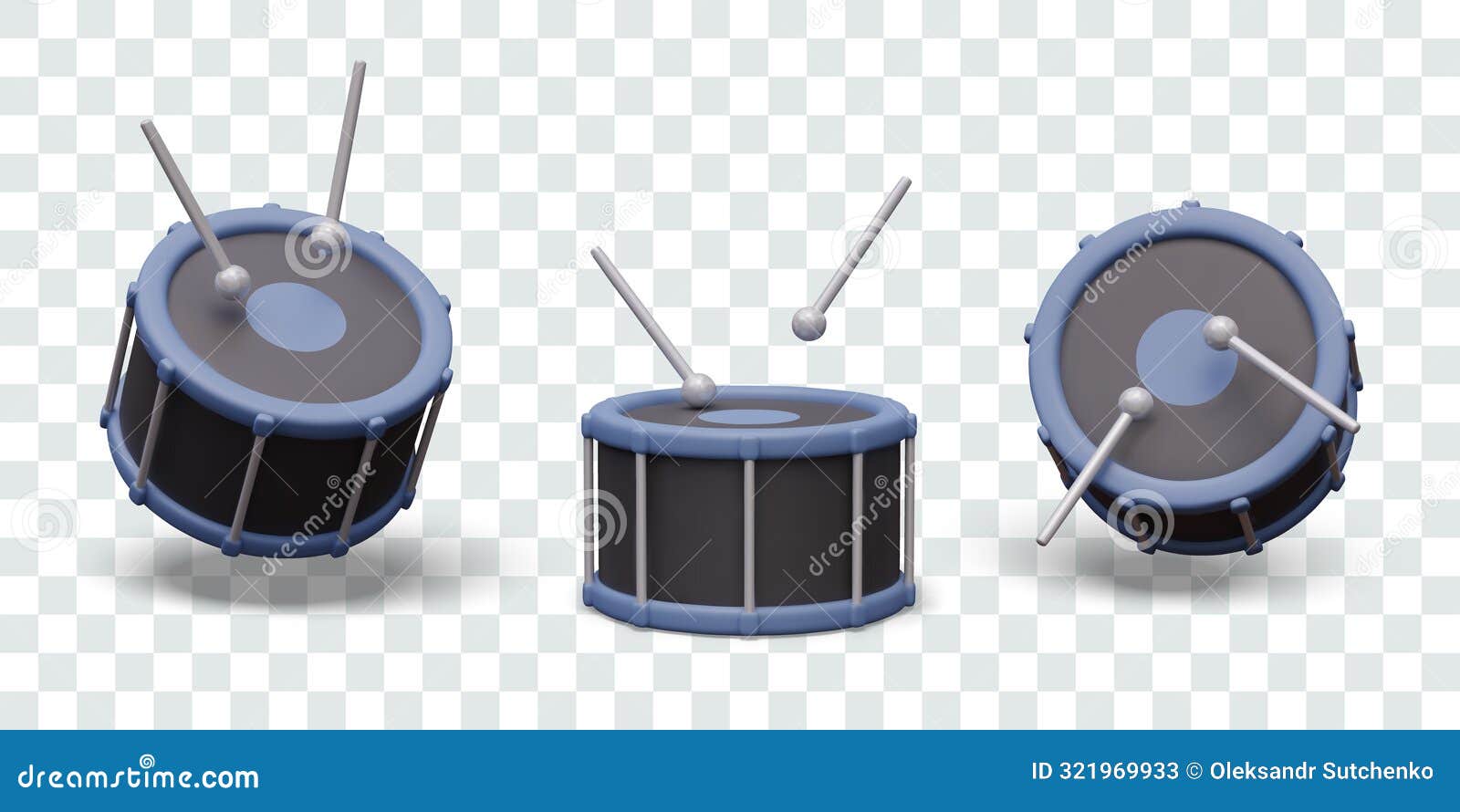 Large Realistic Drum in Different Positions. Classic Percussion ...
