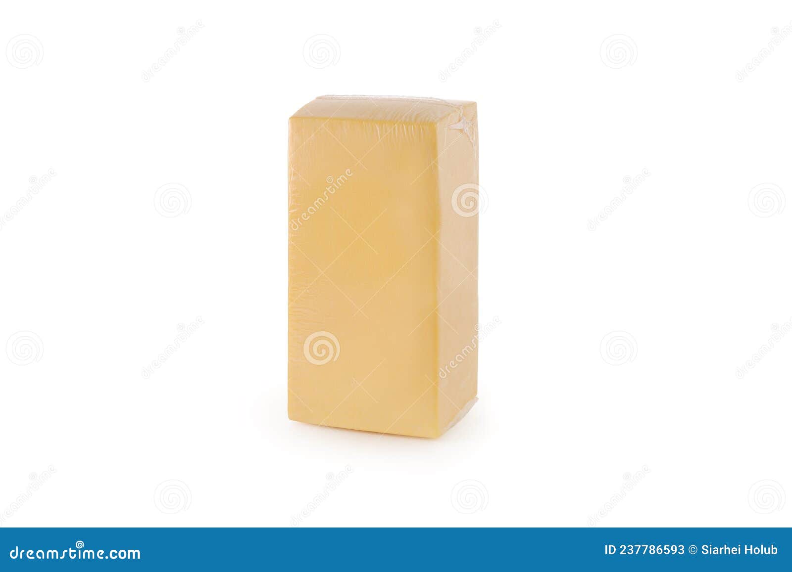 Large Rectangular Piece of Cheese on White Background Isolated Stock ...