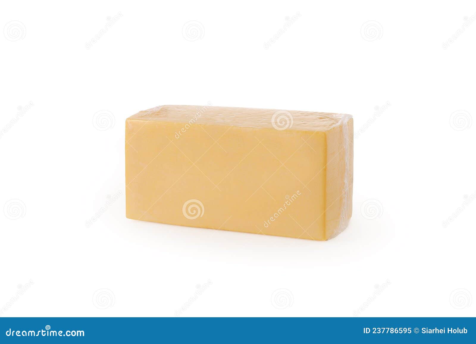 Large Rectangular Piece of Cheese on White Background Isolated Stock ...