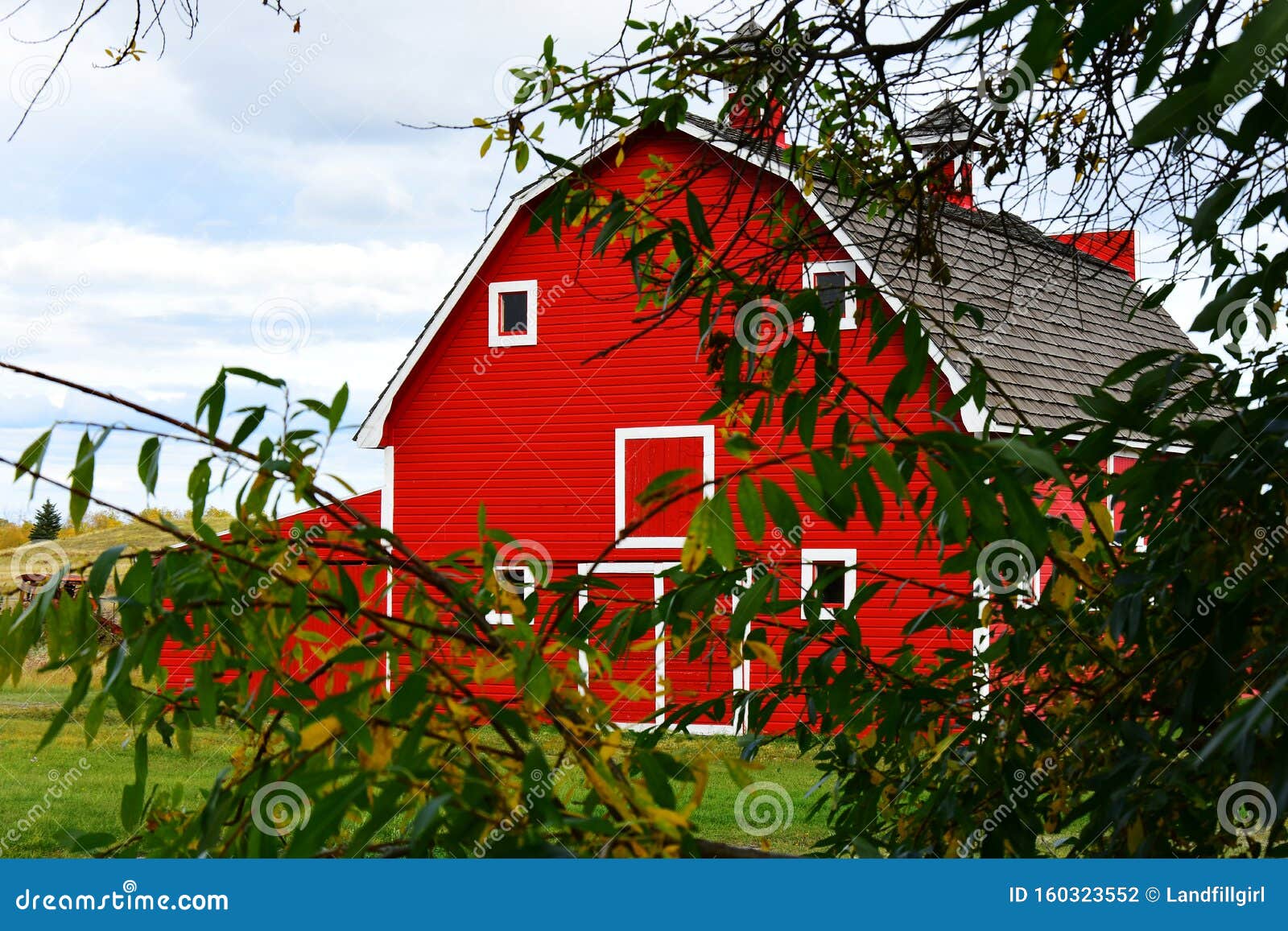 Large Red Agricultural Barn Stock Photo - Image of retro, frame: 160323552