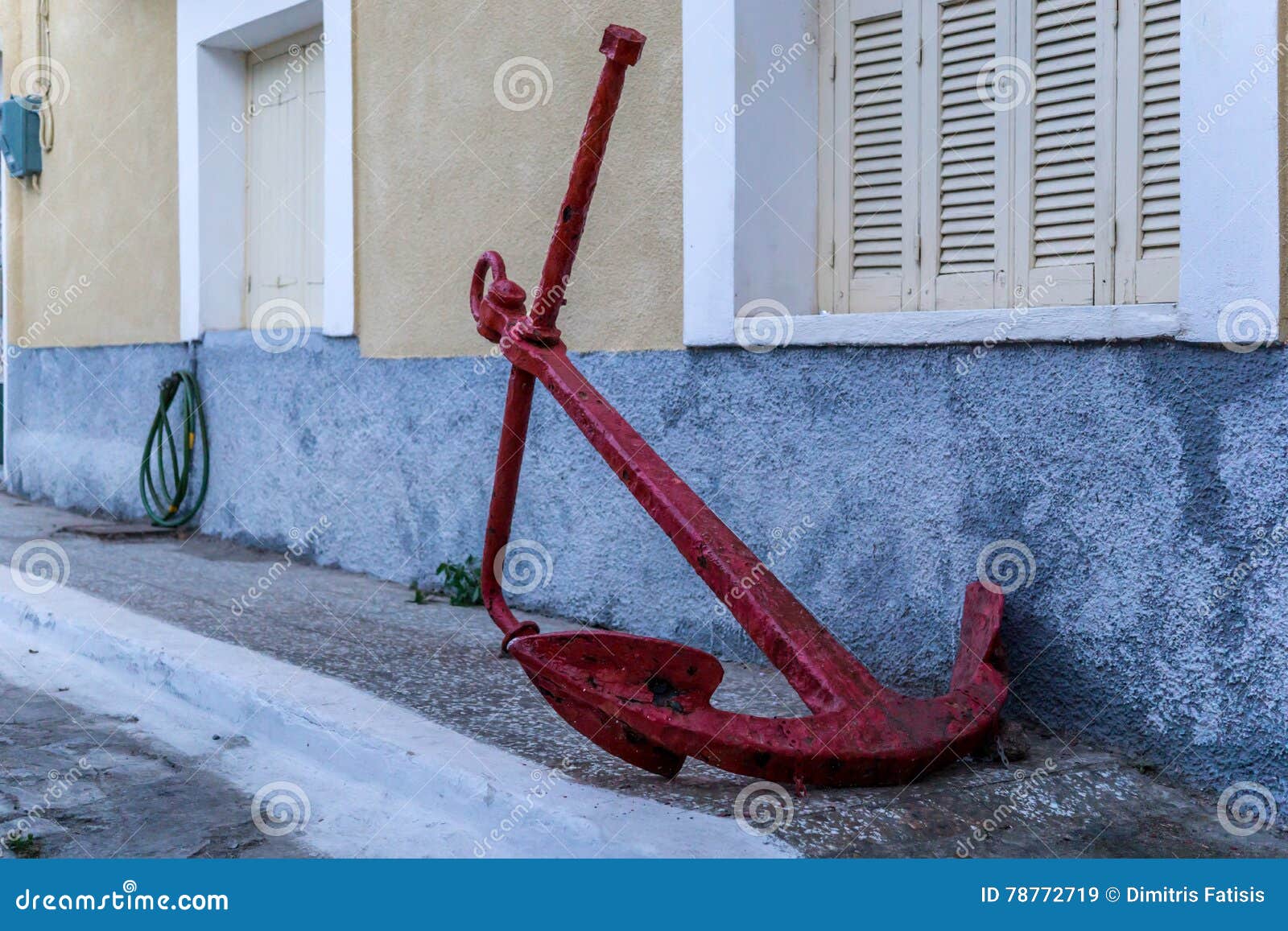Large Red Anchor on Pavement Stock Image - Image of great, port: 78772719