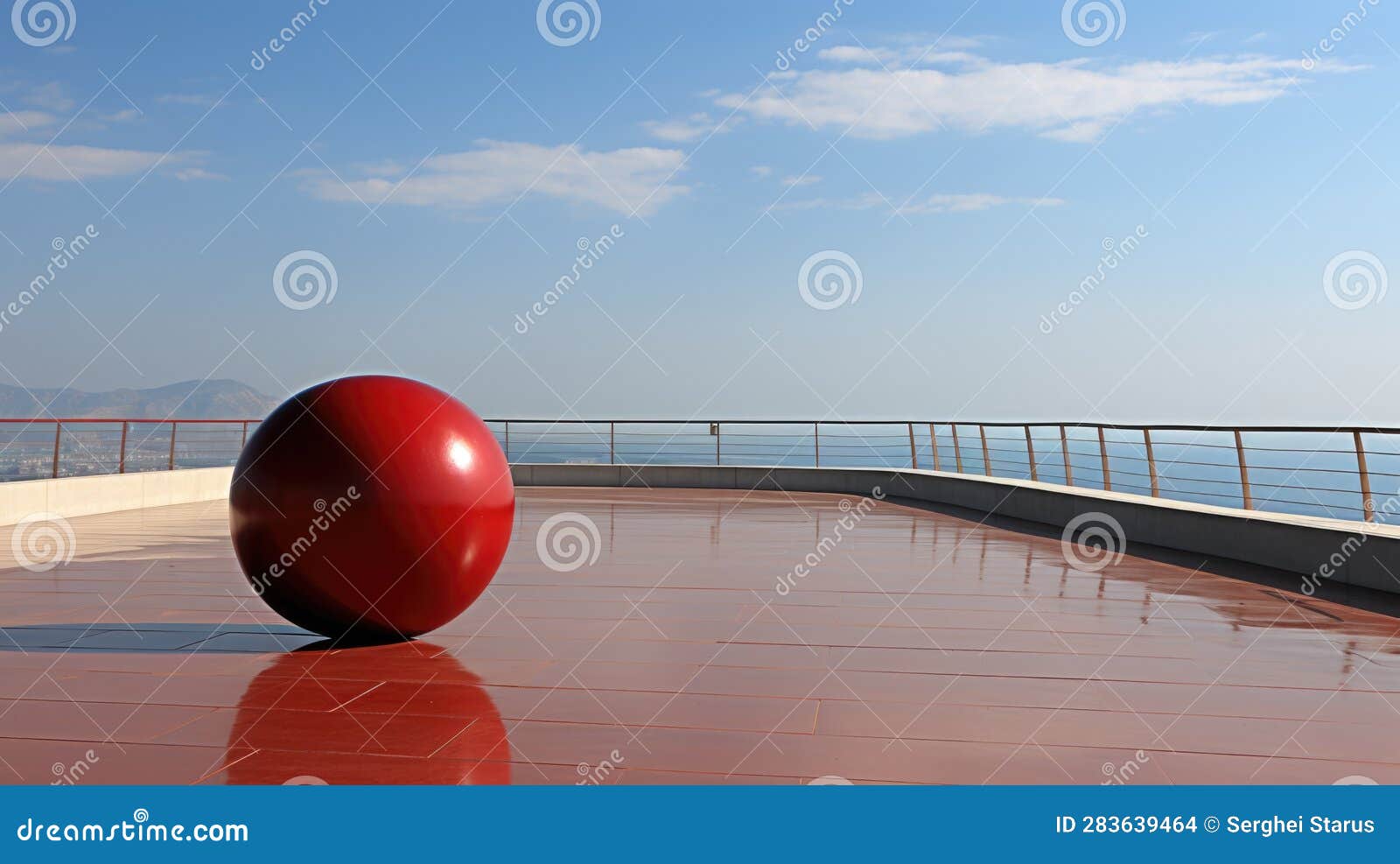A Large Red Ball Sitting on Top of a Tiled Floor. Generative AI Image ...