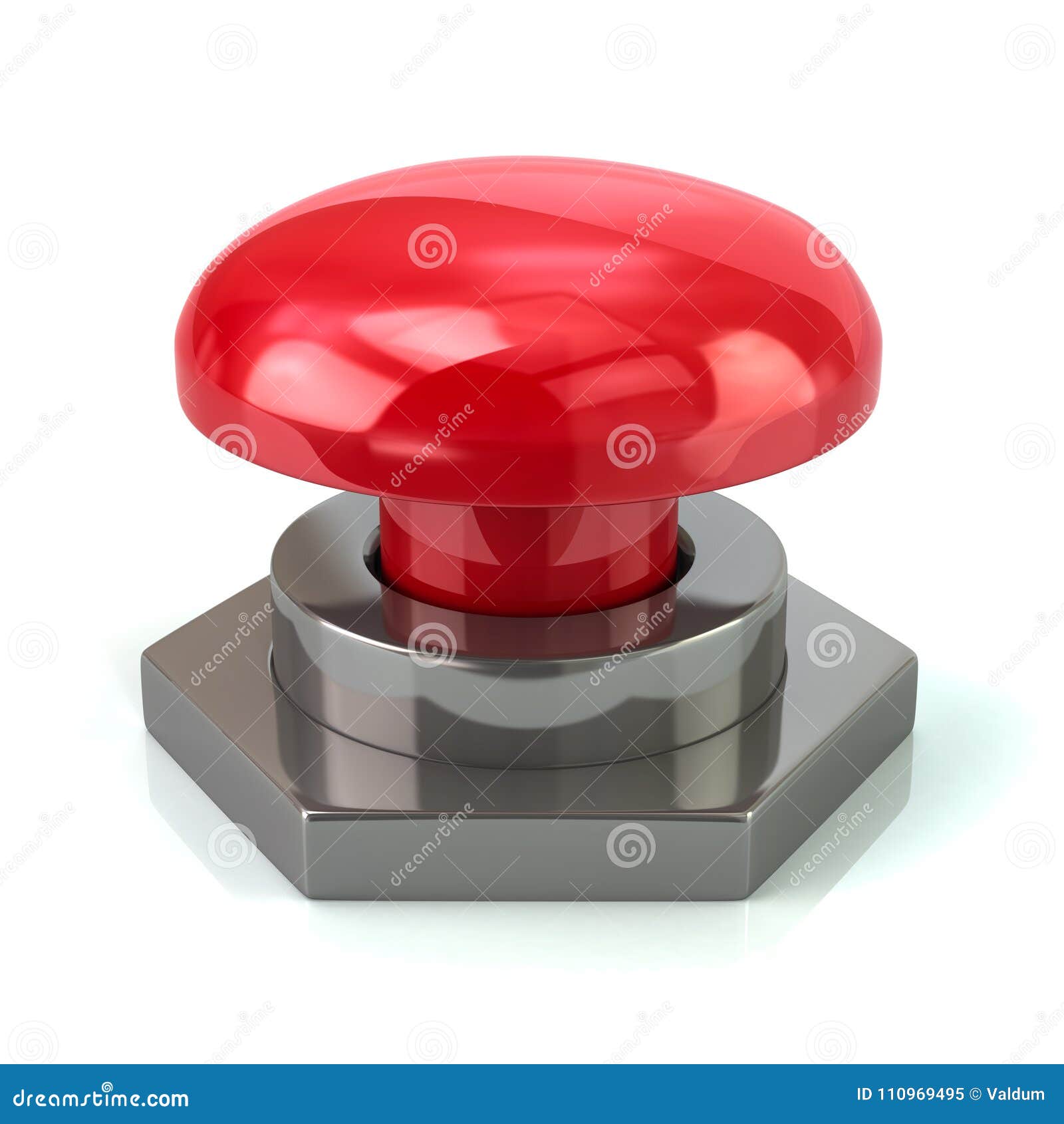 Large Red Button 3d Illustration Stock Illustration - Illustration of ...
