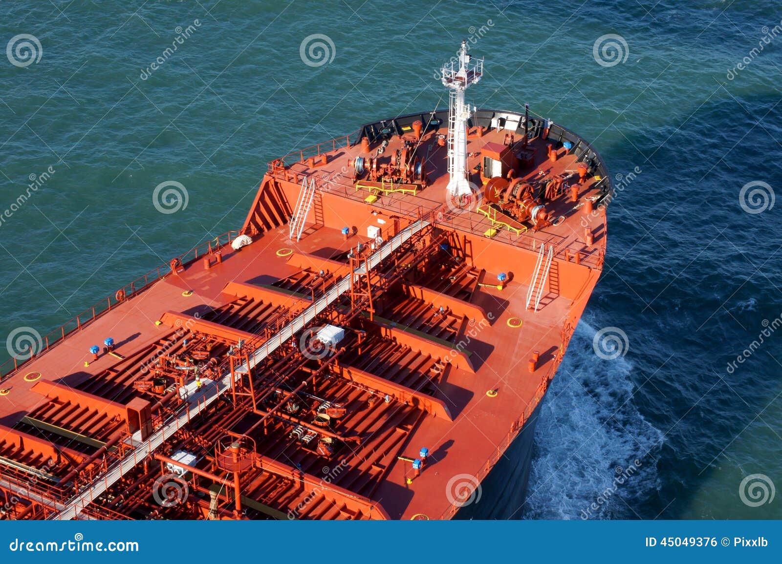 Large Red Cargo Ship Driving on Deep Blue Ocean Stock Photo - Image of ...
