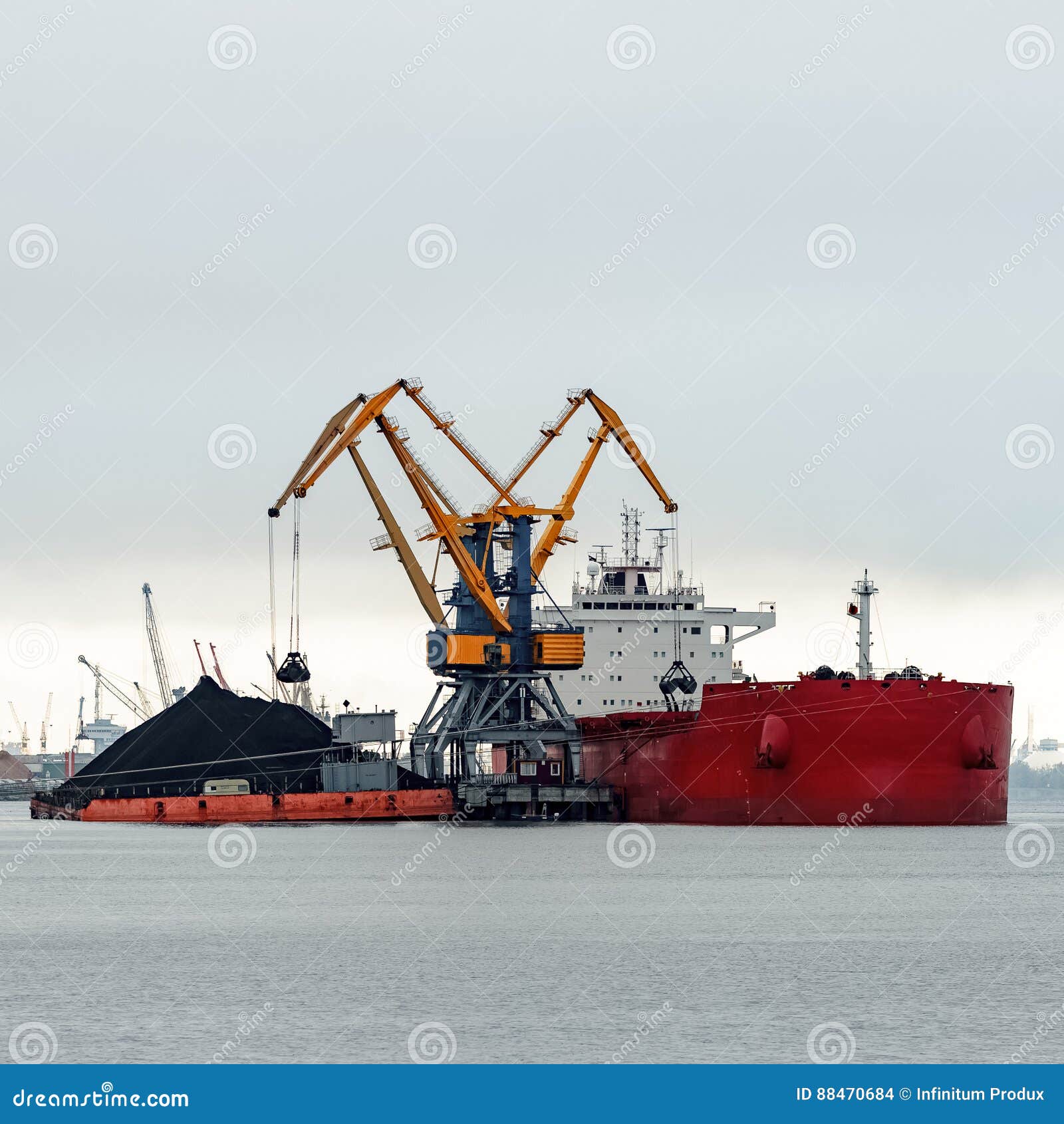 Large red cargo ship stock photo. Image of ocean, cloudy - 88470684