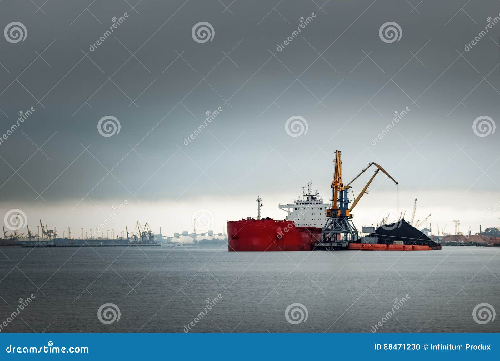 Large red cargo ship stock photo. Image of cranes, baltic - 88471200