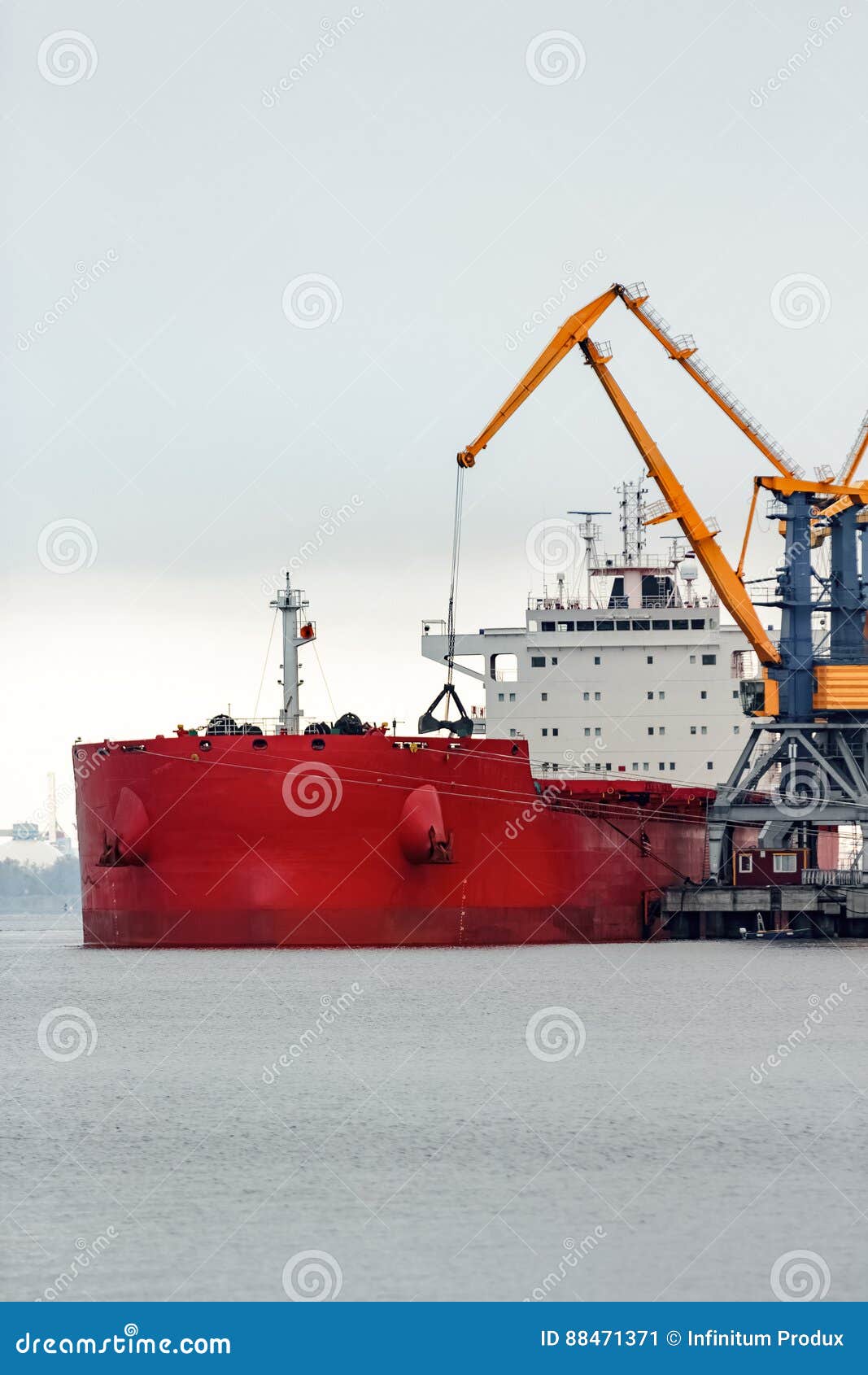 Large red cargo ship stock image. Image of moored, cargo - 88471371