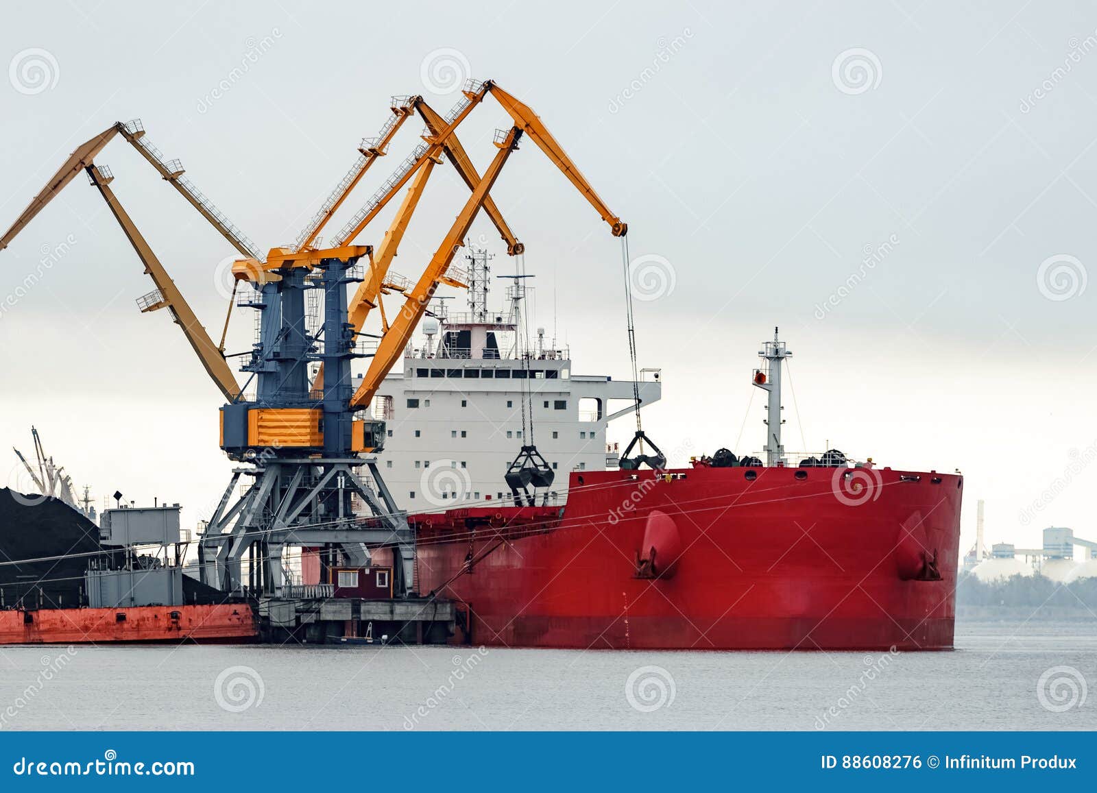 Large red cargo ship stock photo. Image of cargo, riga - 88608276