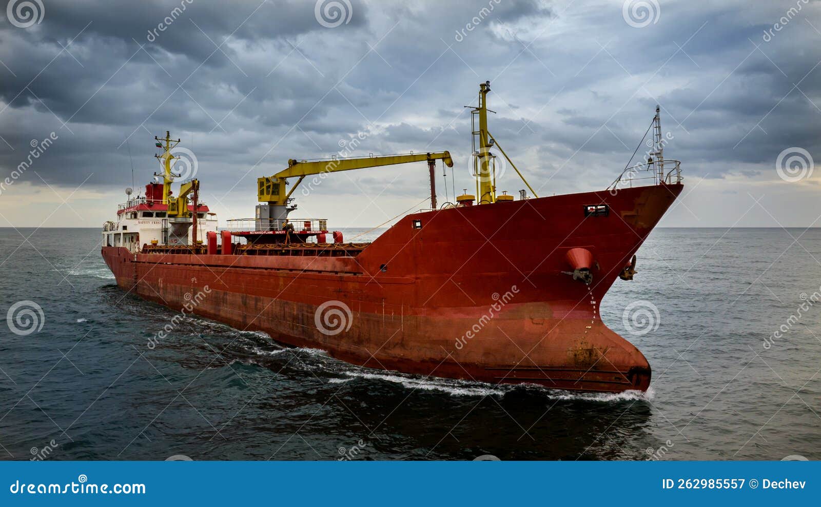 Large Red Cargo Ship Sailing in Open Sea Stock Image - Image of ...