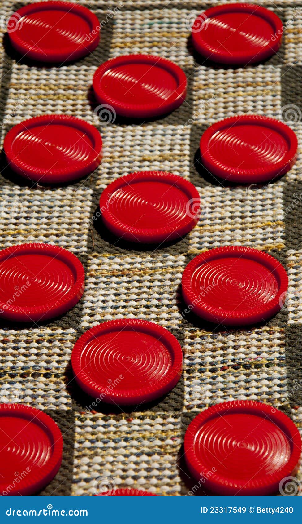 Large Red Checkers on a Cloth Board. Stock Image - Image of boards ...