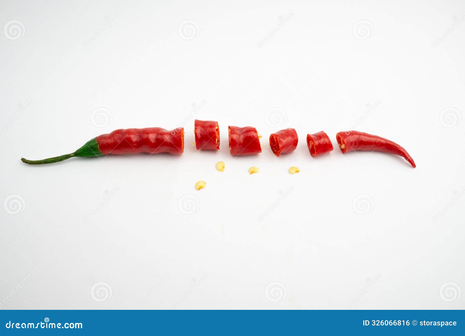 Large Red Chili Slices. Isolated in White Background Stock Photo ...