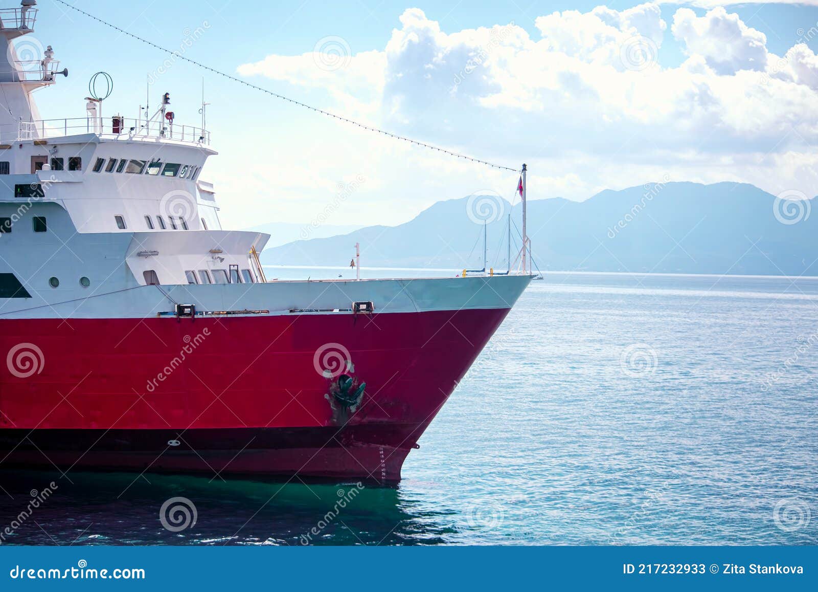 Large Red Cruise Ship Sailing on the Sea Stock Image - Image of large ...