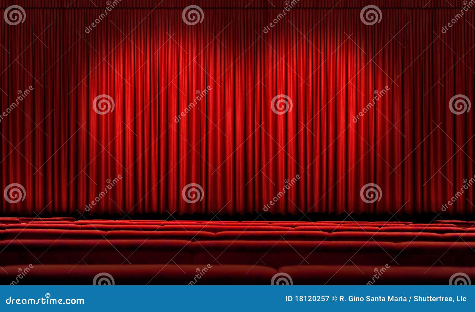 Large Red Curtain with Spotlights Stock Image - Image of spotlight ...