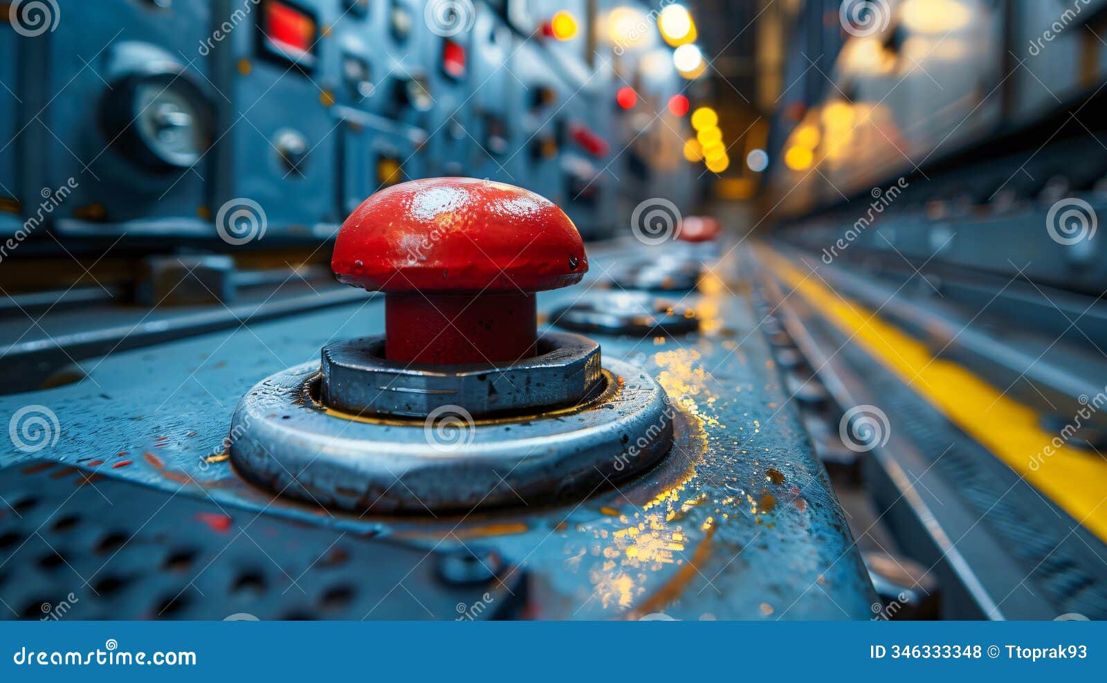 A Large Red Emergency Stop Button Stands Prominently among Control ...