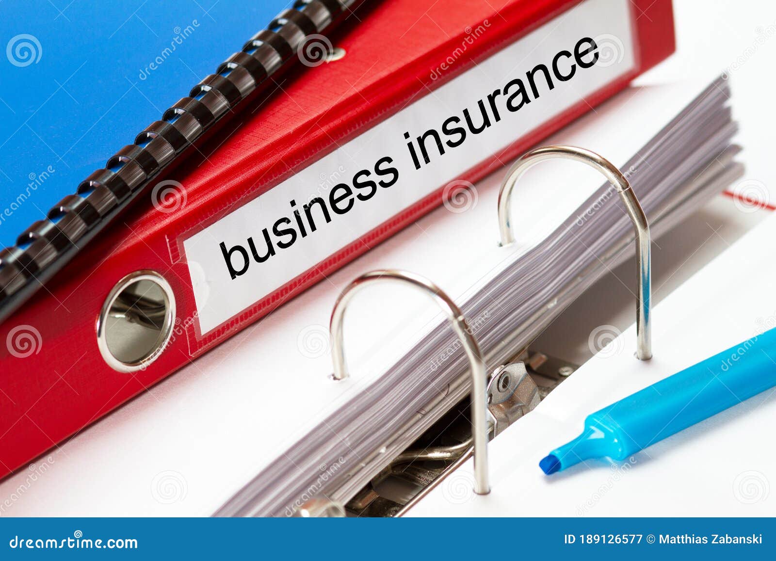 Large Red Folder for Business Insurance Documents Including Blue Ring ...