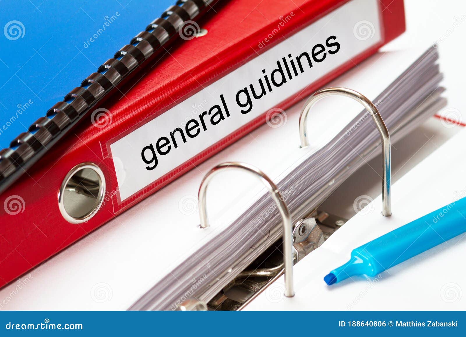 Large Red Folder for General Guidelines Including Blue Ring Binder and ...