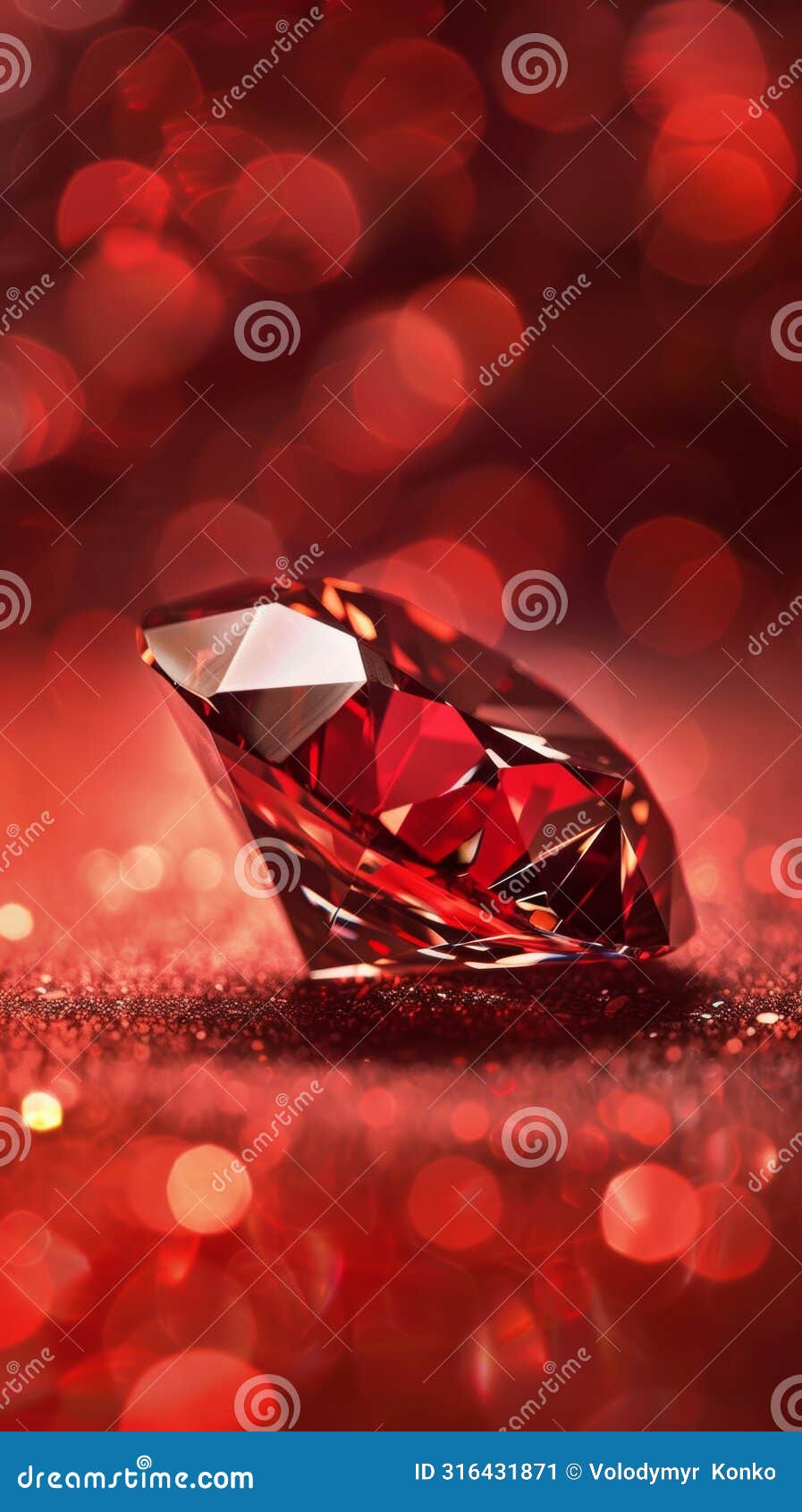 Large Red Gemstone on a Sparkling Red Background Stock Image - Image of ...