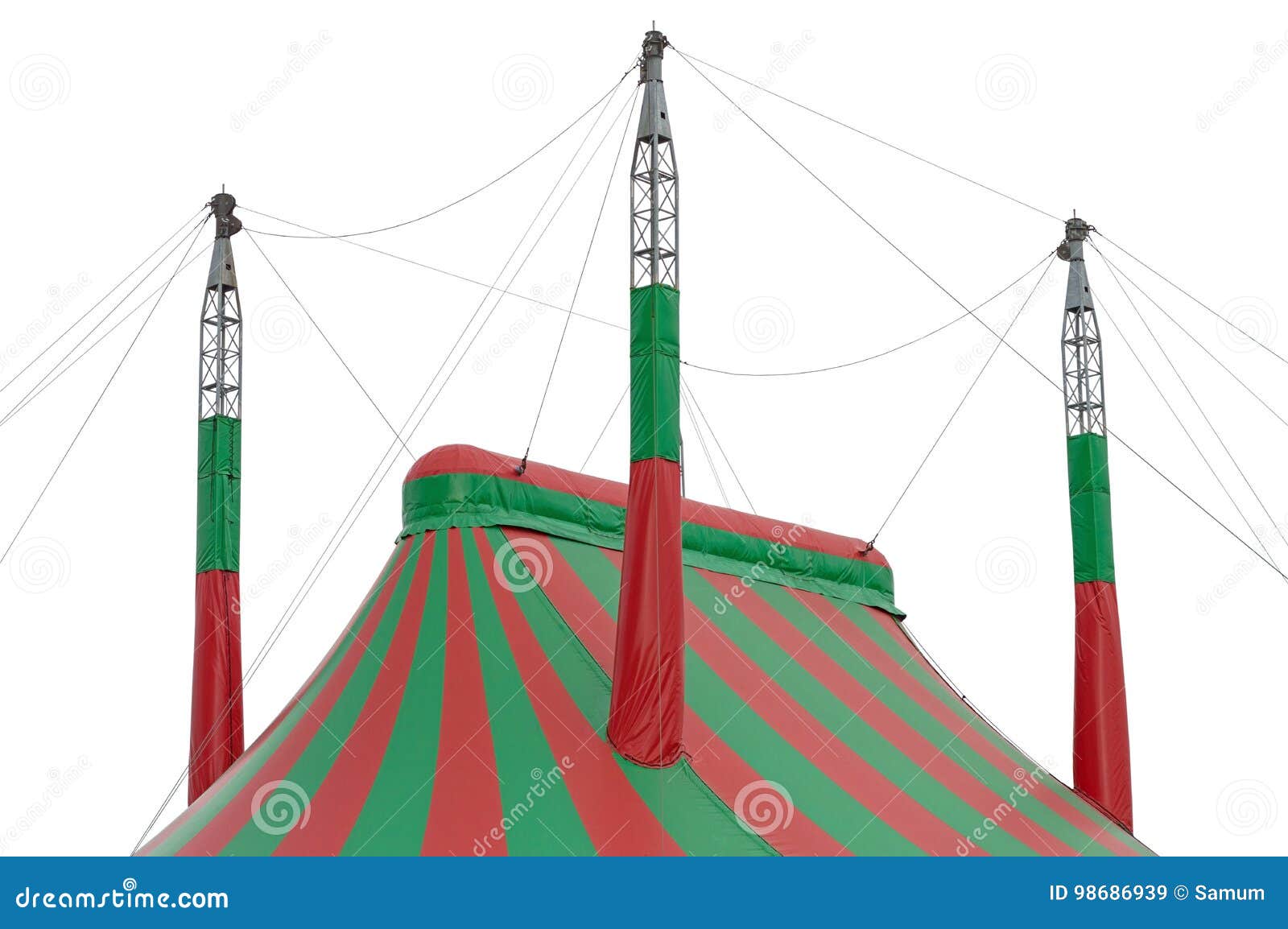 Large Red and Green Circus Big Top Canvas on White Stock Image - Image ...