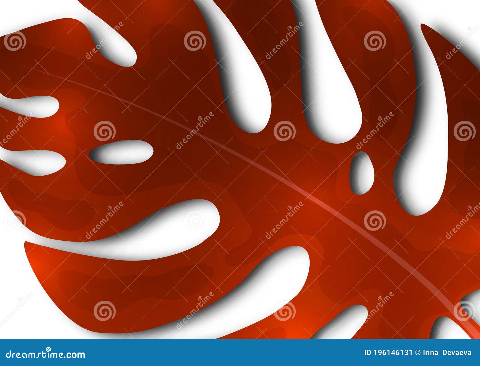 Large Red Monstera Leaf on a White Background. Creative Template for ...