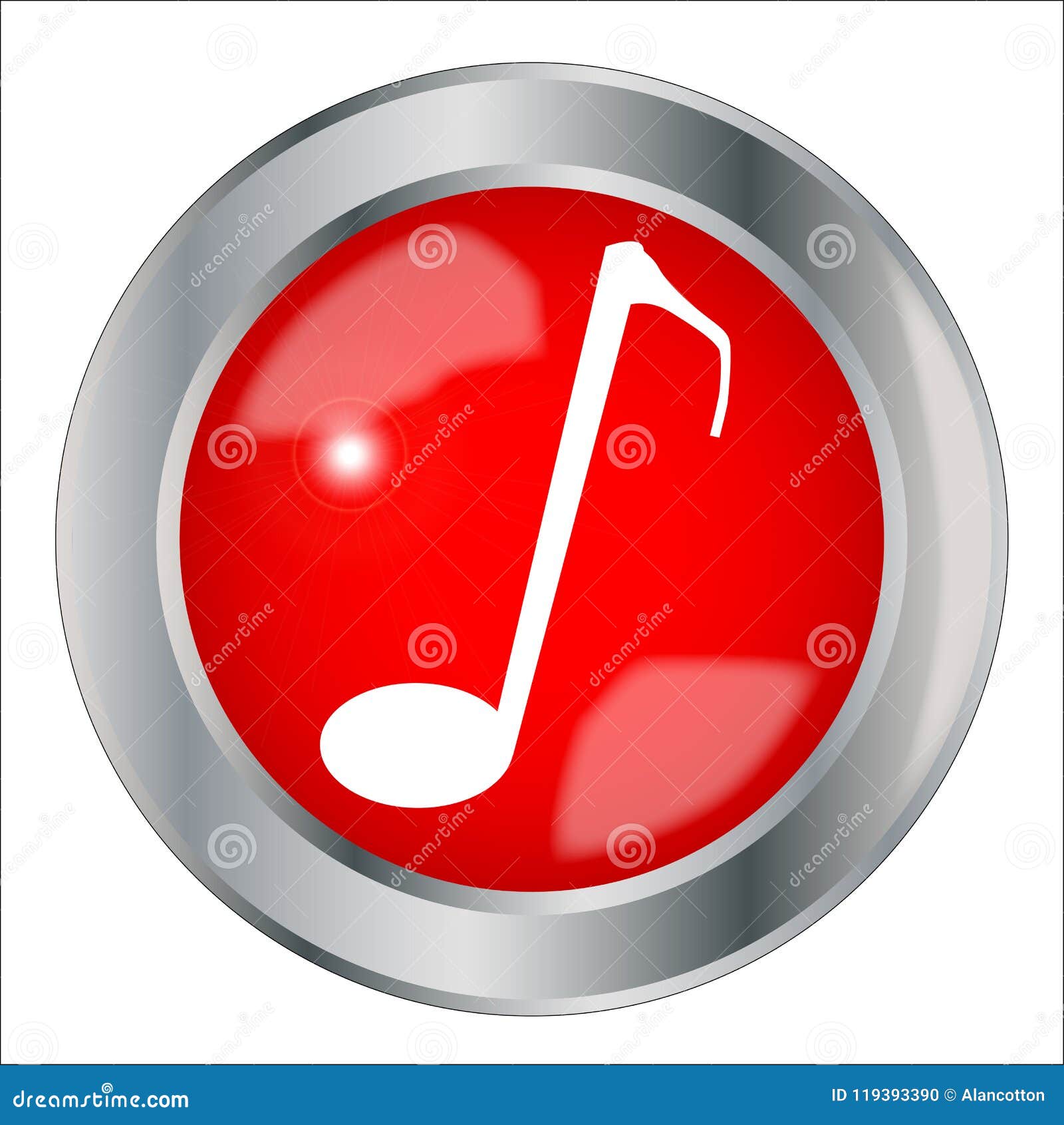 Red Musical Note Button stock vector. Illustration of note - 119393390