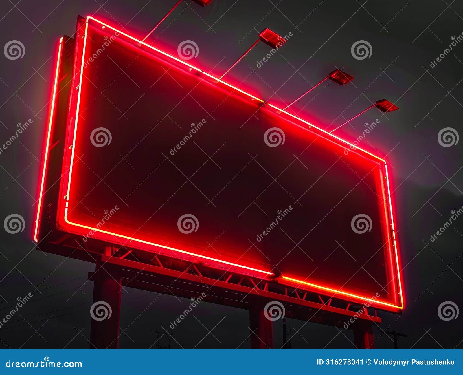 A Large Red Neon Billboard on a Dark Night Stock Image - Image of light ...