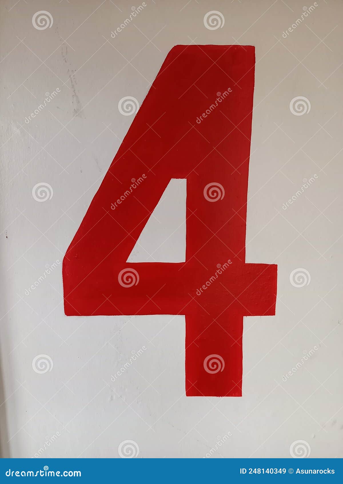 Large Red Number 4 Four on a White Background Stock Image - Image of ...