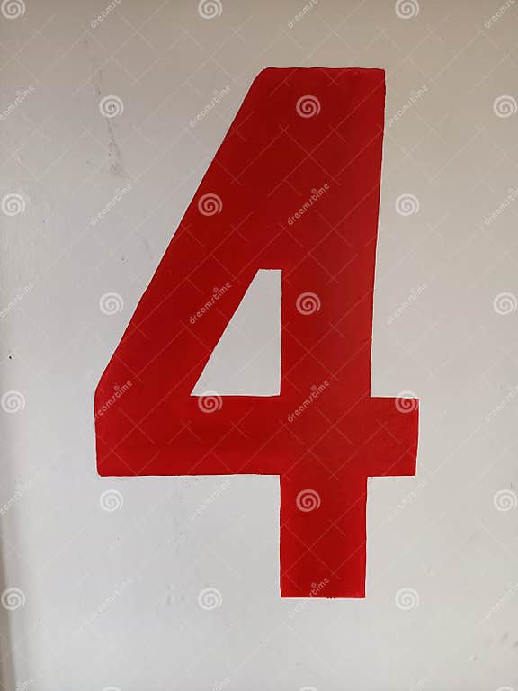 Large Red Number 4 Four on a White Background Stock Image - Image of ...