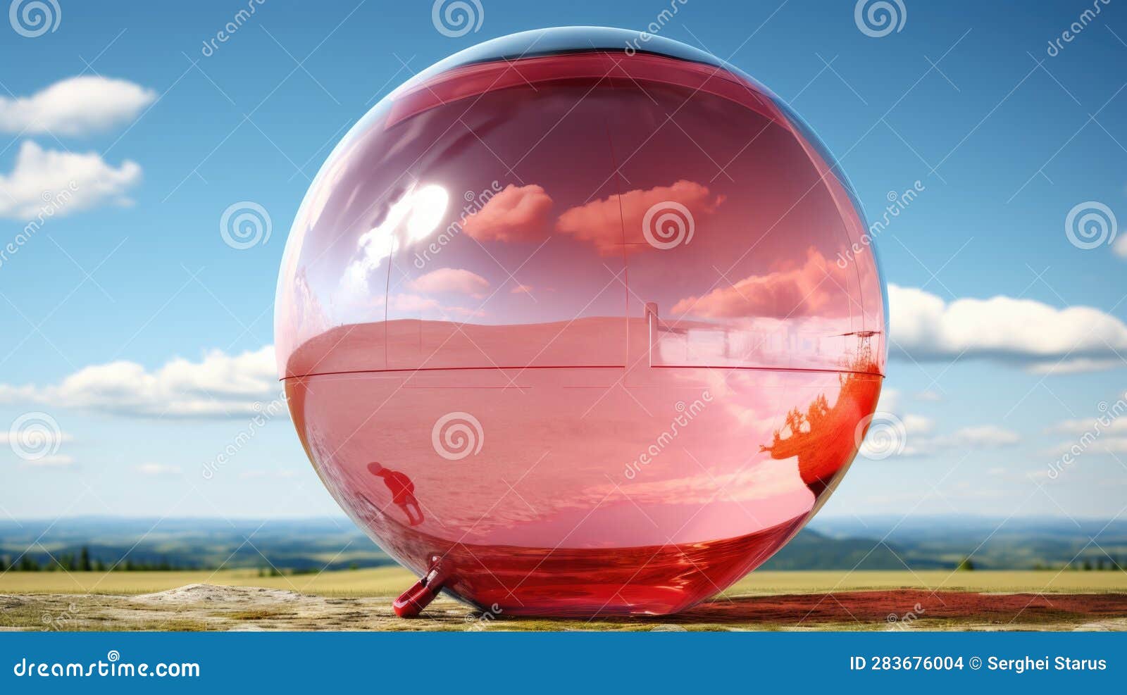 A Large Red Object Sitting on Top of a Field. Generative AI Image. Stock Illustration ...