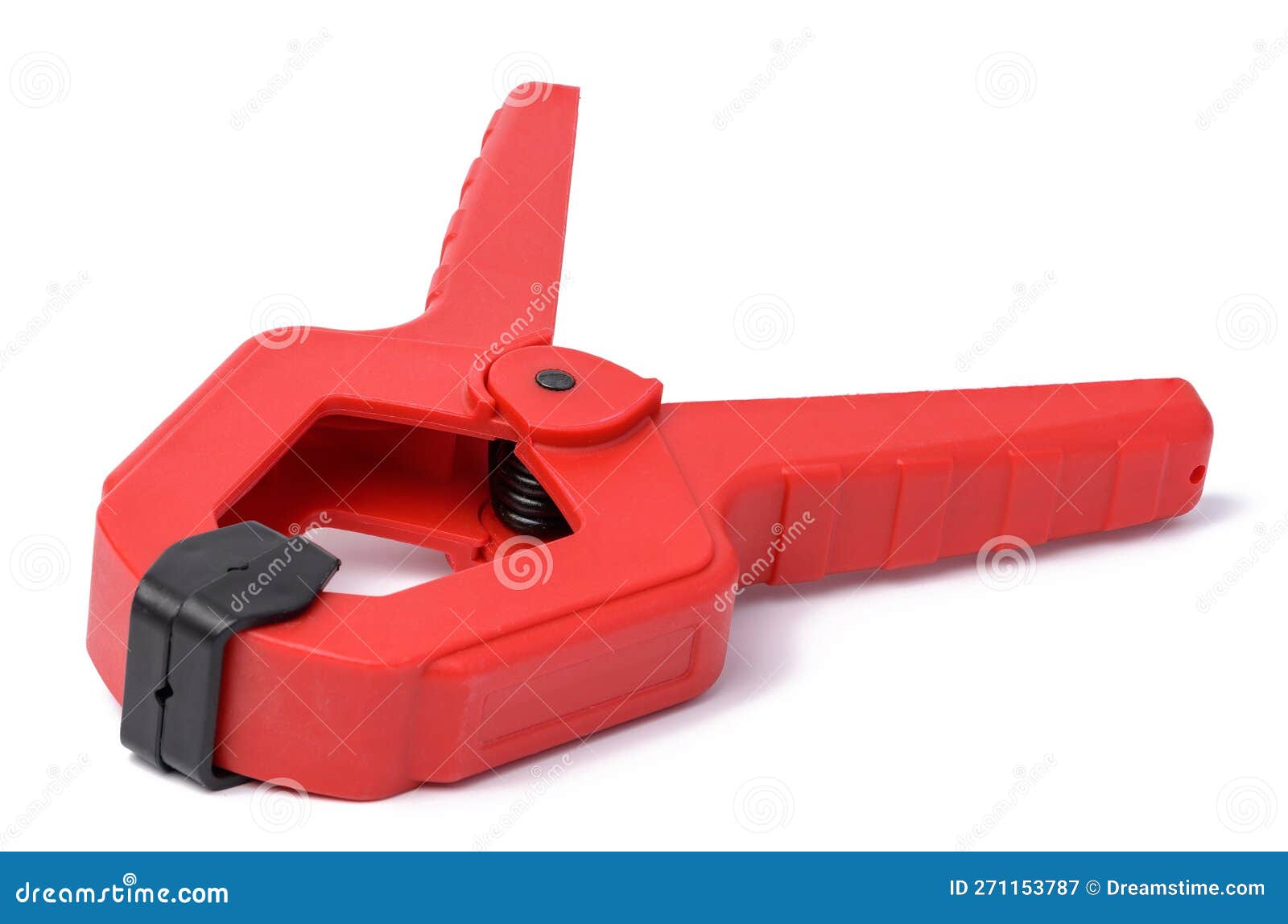 Large Red Plastic Clamp on a White Isolated Background Stock Image ...