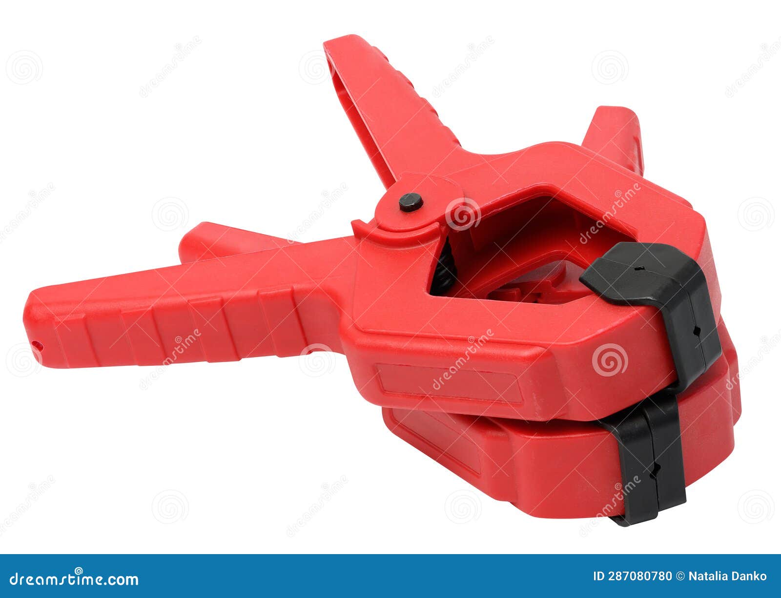 Large Red Plastic Clamp on a White Isolated Background Stock Photo ...