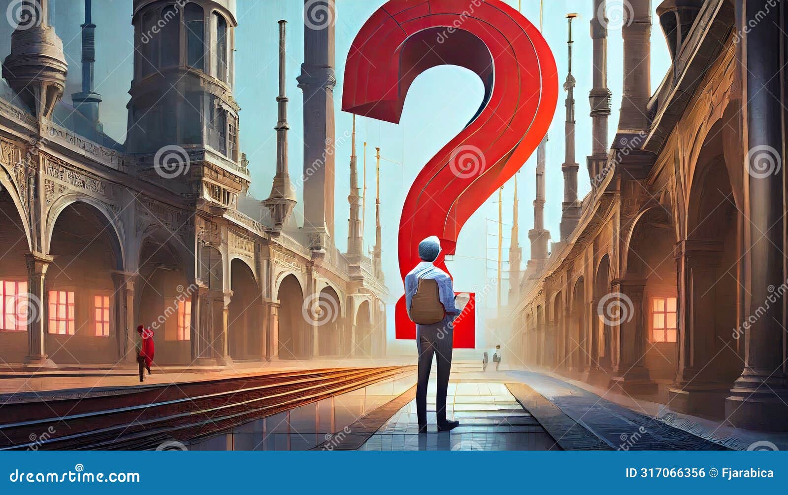 A Large Red Question Mark with a Figure Stock Illustration ...