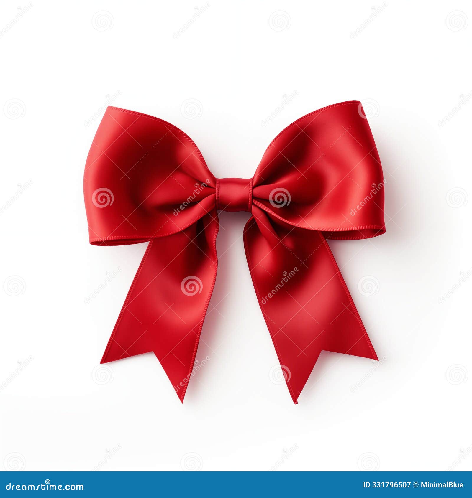 Large Red Ribbon Bow with Tails on White Background Stock Illustration ...
