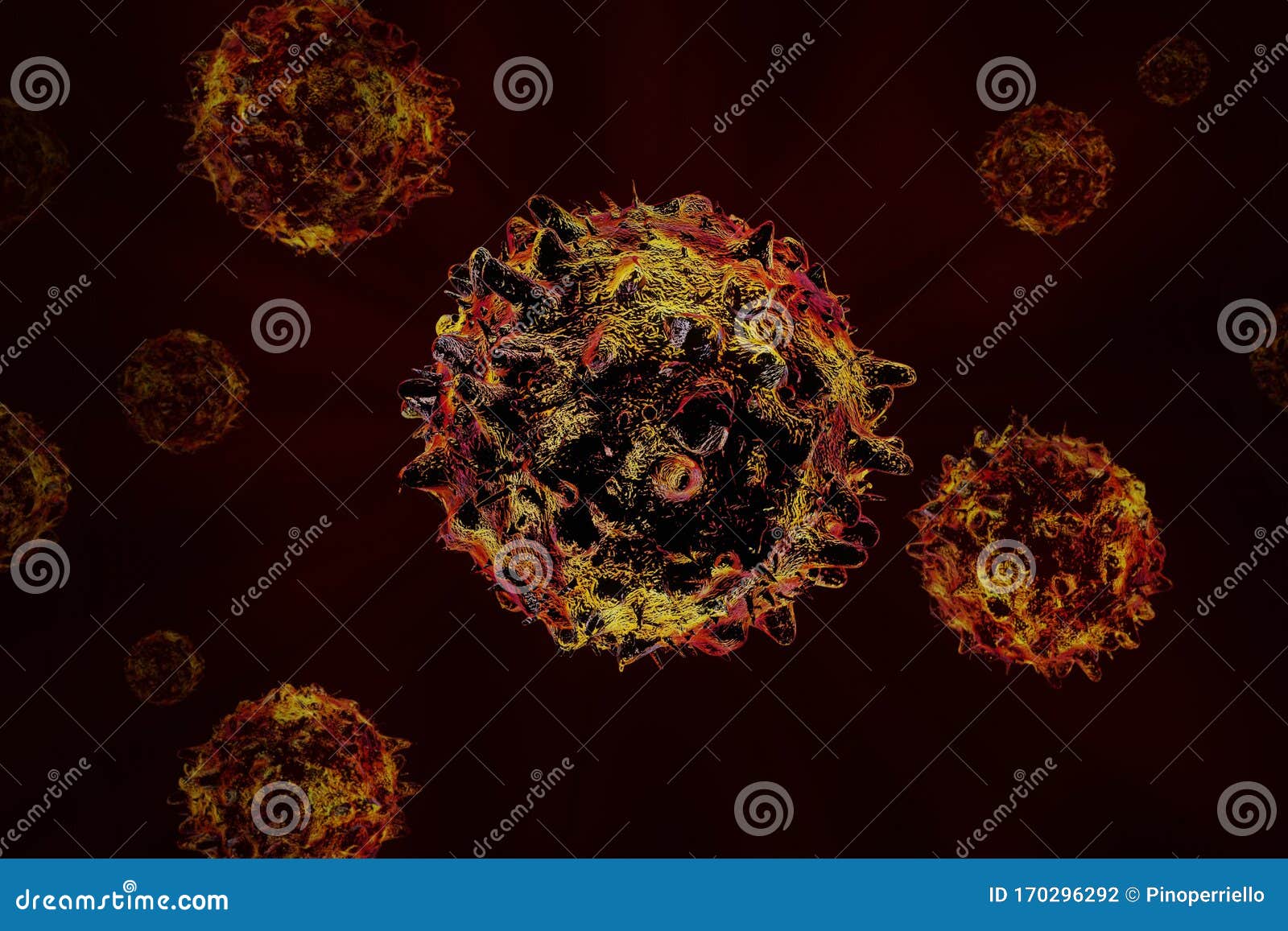 Large Red Sick Cell in the Foreground among Other Cancer Cells - 3d ...