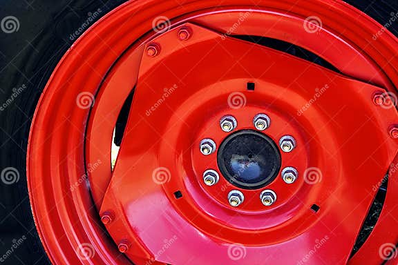 Large red wheel rim -2 stock photo. Image of metal, industrial - 38152064
