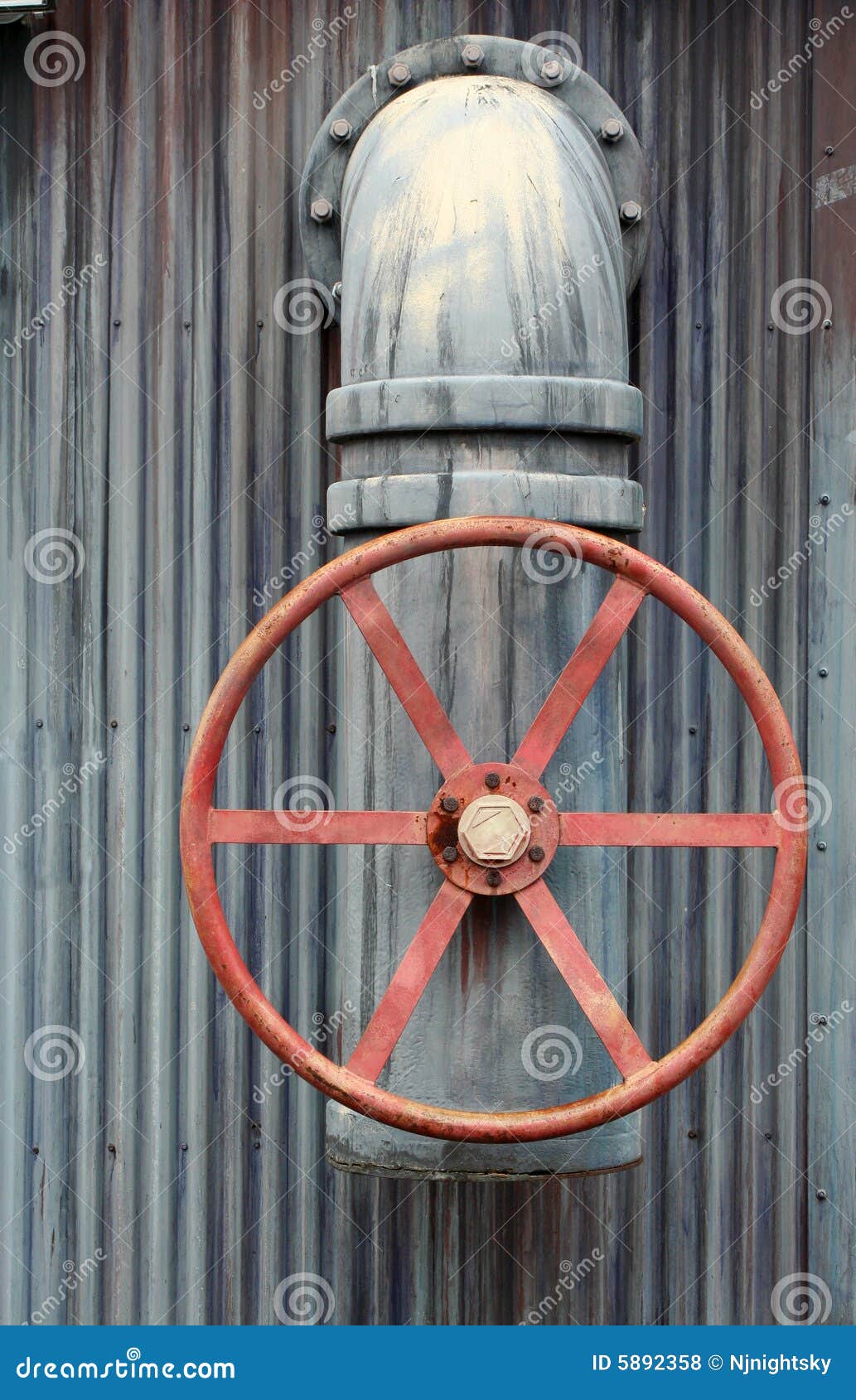 Large Red Wheel Valve with Pipe Stock Photo - Image of copper, fluid ...