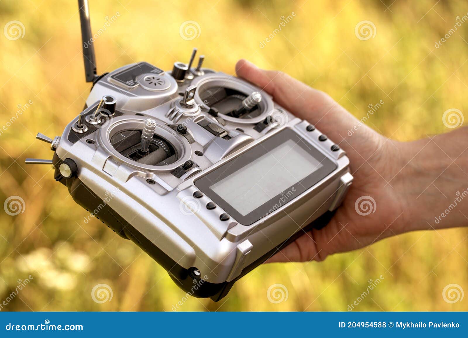 Large Remote Control with Many Buttons To Control the Drone Stock Photo ...