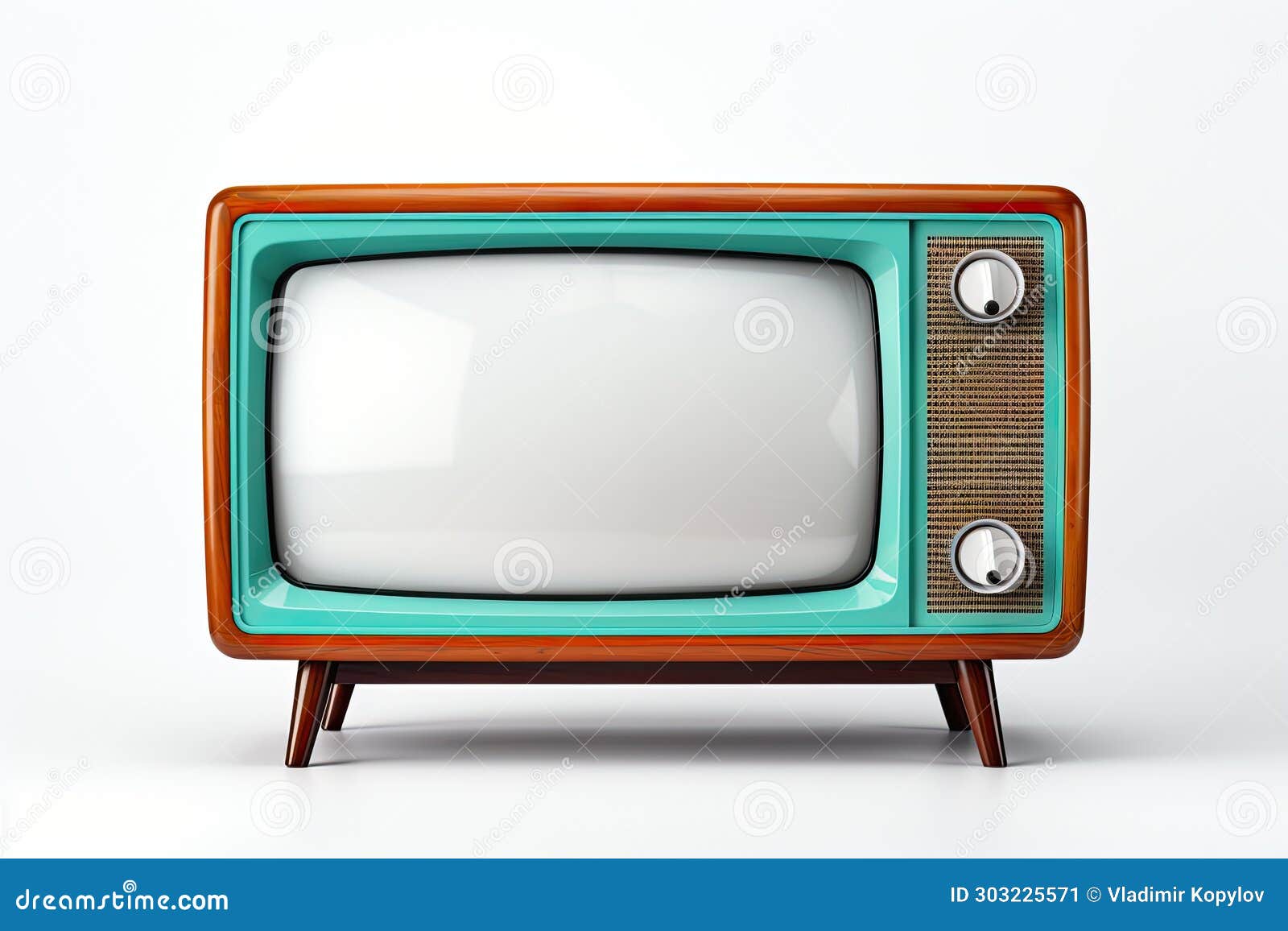 A Large Retro TV on a White Background Stock Illustration ...
