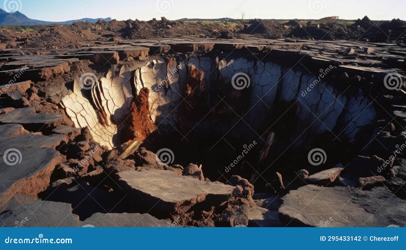 A Large Rift on the Surface of the Earth Stock Photo - Image of damage ...