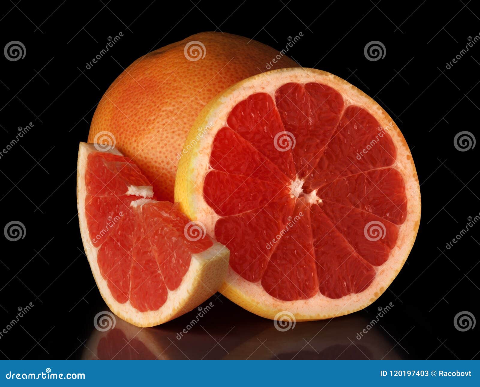 A Large Ripe Grapefruit with Cut Slices Stock Image - Image of eating ...