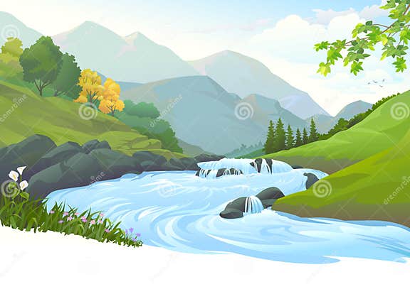 River Flowing Down Stream Across a Beautiful Forest Stock Vector ... River Flowing Down Stream Across a Beautiful Forest Stock Vector ...