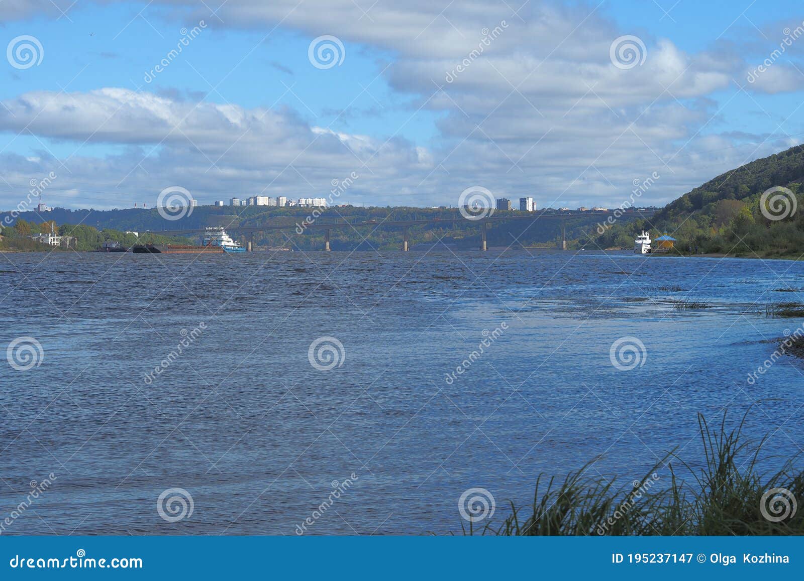 A Big River, a View from the Shore. Stock Image - Image of wide, water ...