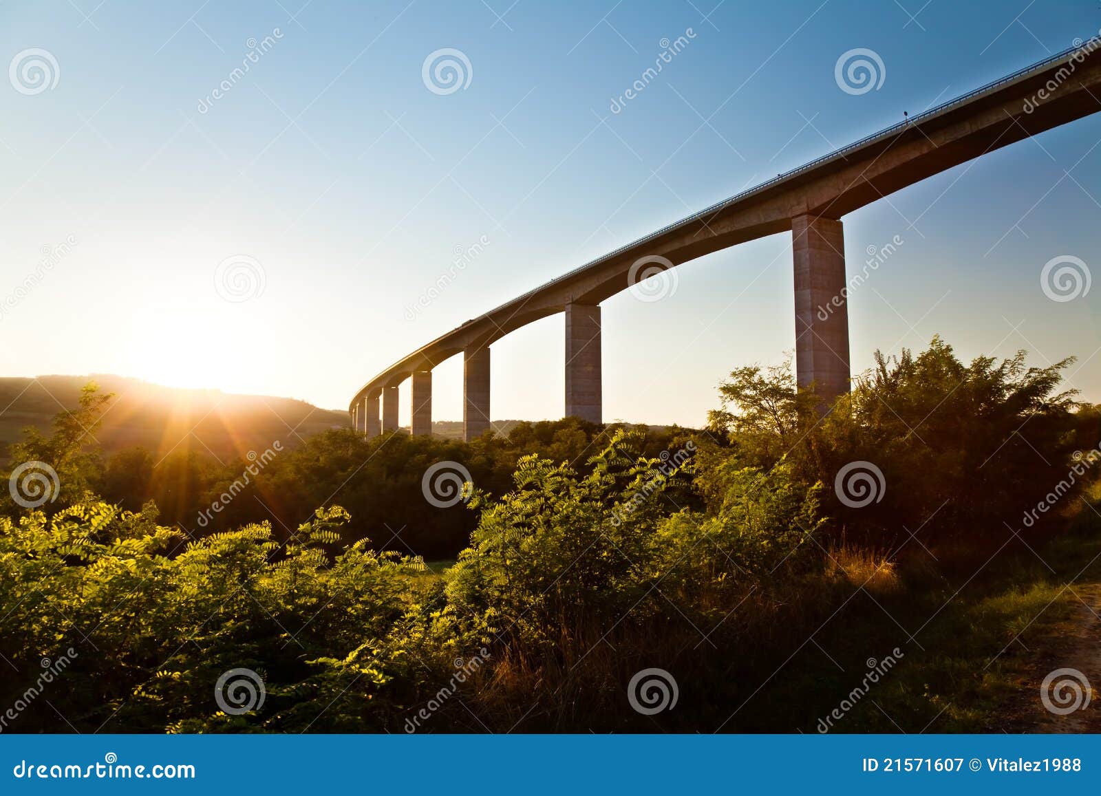 Large Road Bridge at Sunset Stock Image - Image of forest, bridge: 21571607