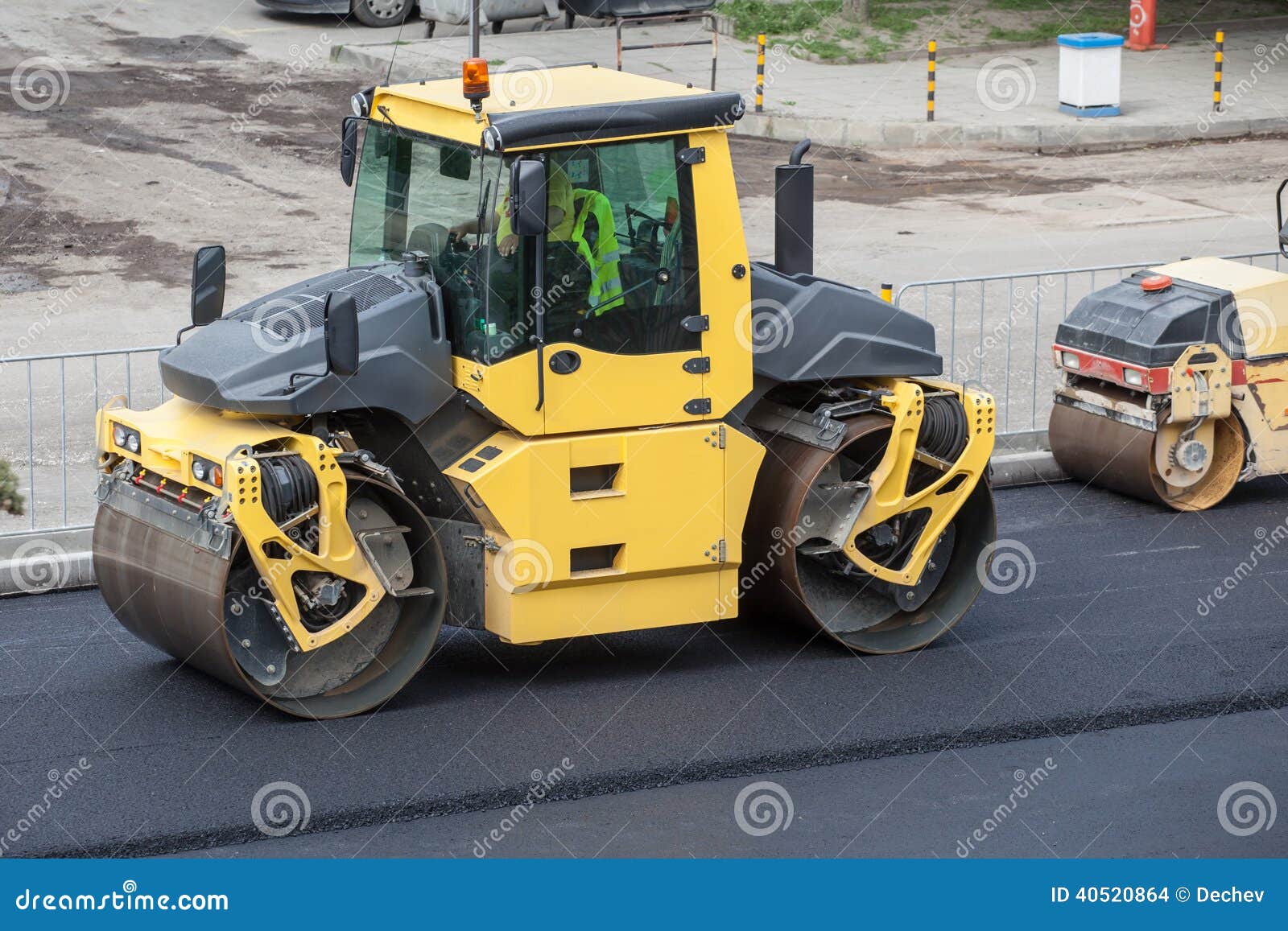 Large Road-roller Paving a Road. Stock Photo - Image of heavy, machine ...