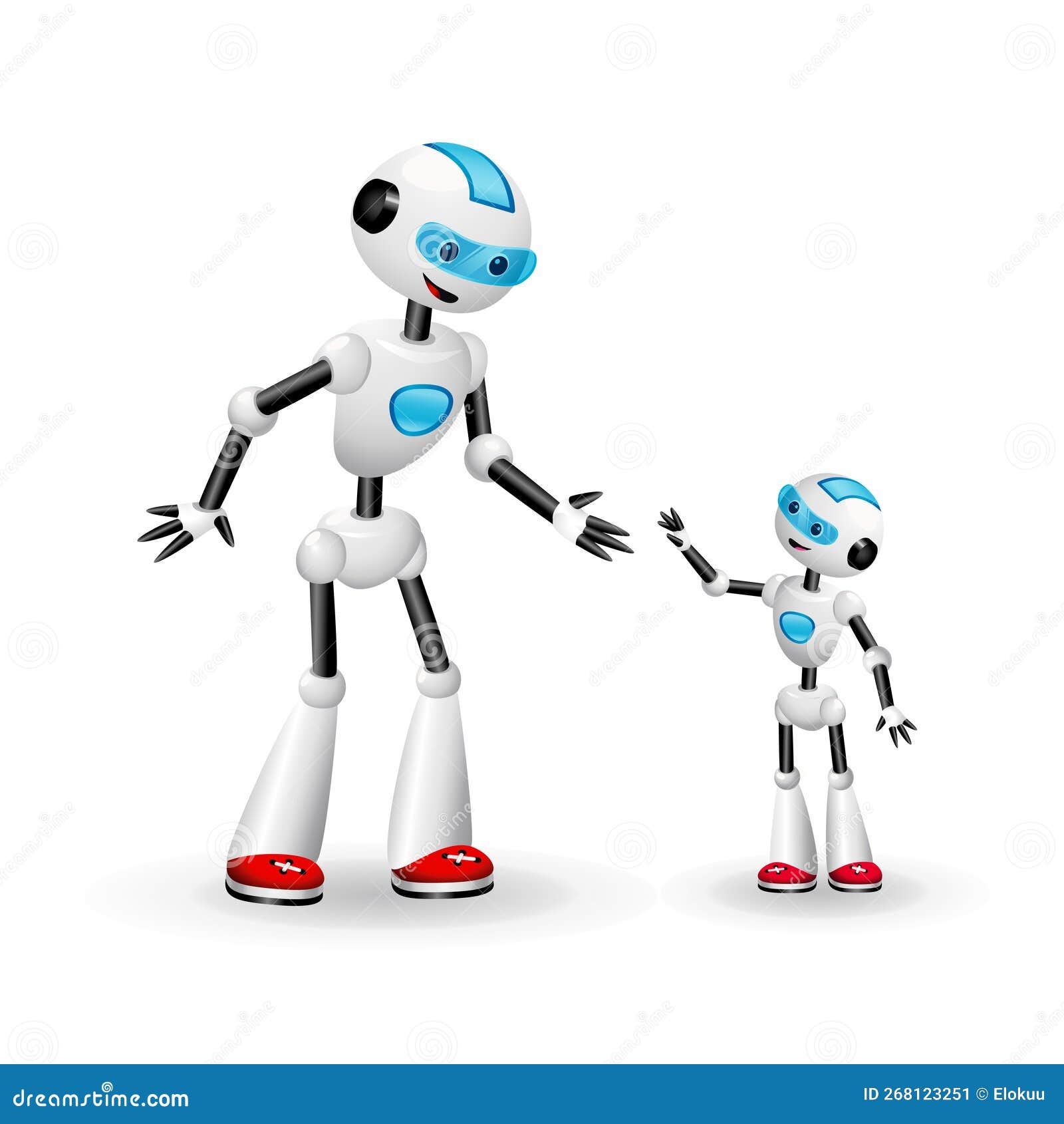 Large Robot Talking To Small One. Vector Illustration Isolated on White ...